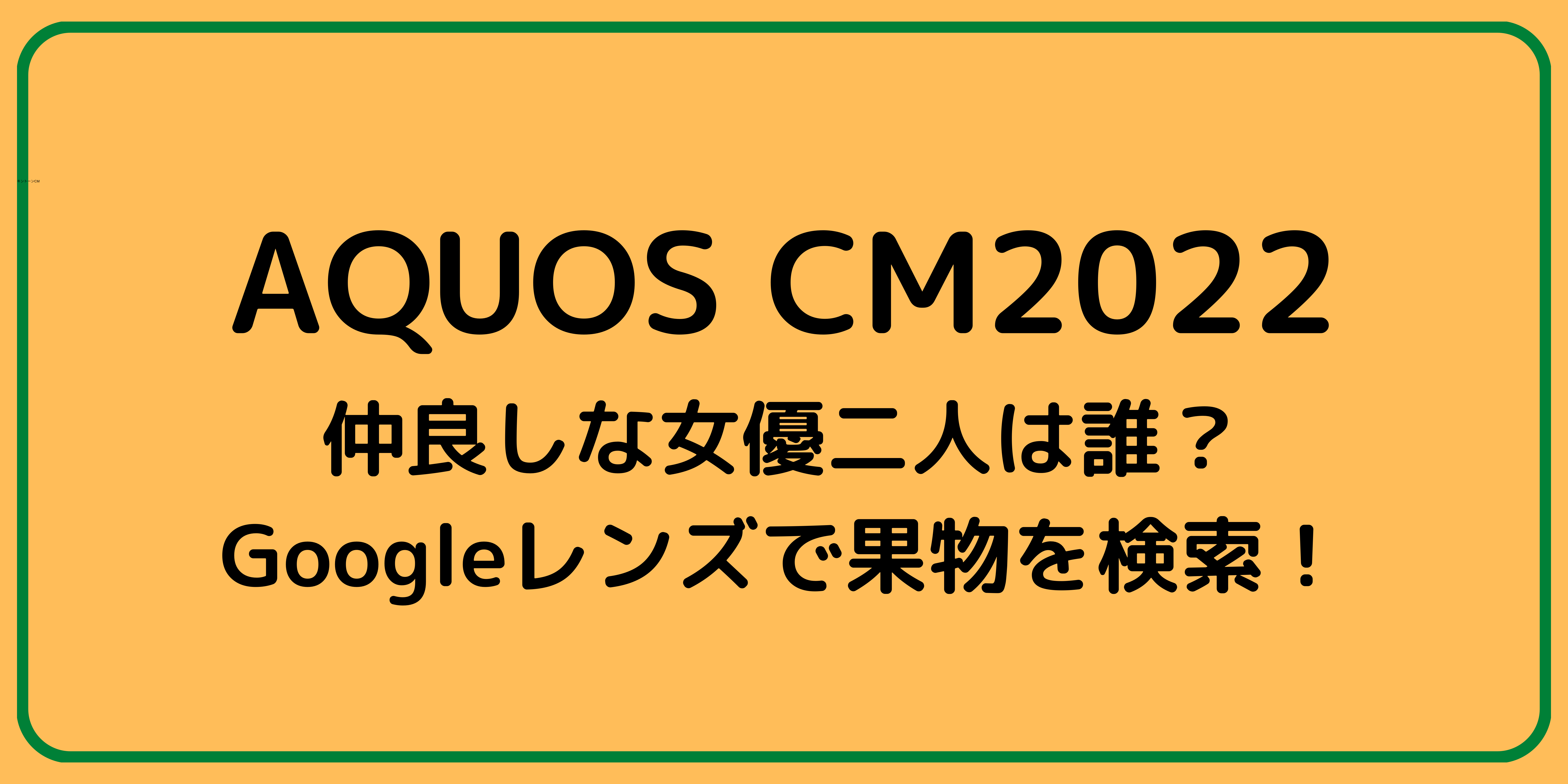 アクオスCM2022の女優二人は誰？Googleレンズで海辺の果物を検索 - どんぐり農園