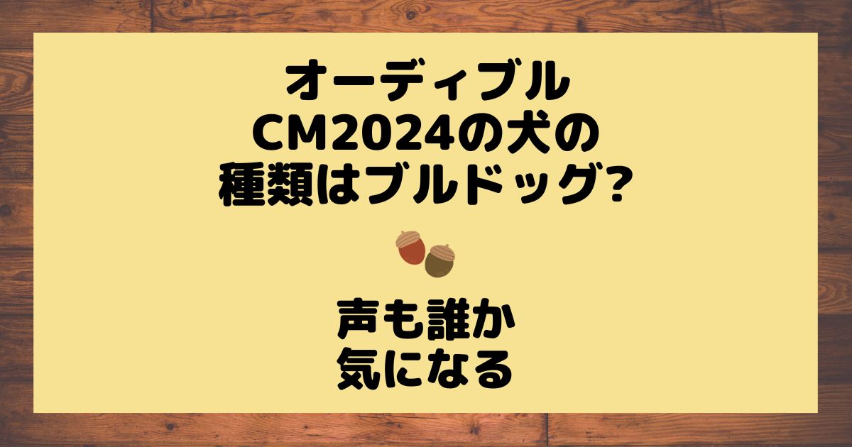 オーディブルCM2024の犬の種類はブルドッグ?声も誰か気になる - どんぐり農園